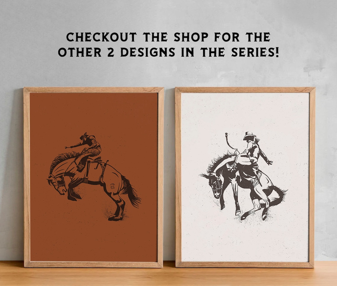 Bucking Bronco Graphic Print 1 Southwestern Western Room - Etsy
