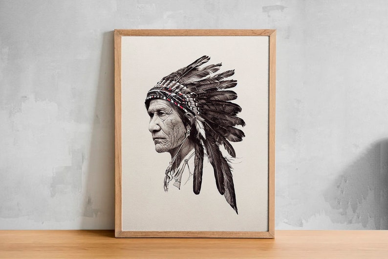 Native American Chief Poster Western Wall Art Western Home - Etsy