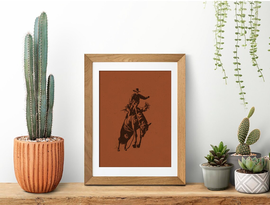 Bucking Bronco Graphic Print 1 Southwestern Western Room - Etsy