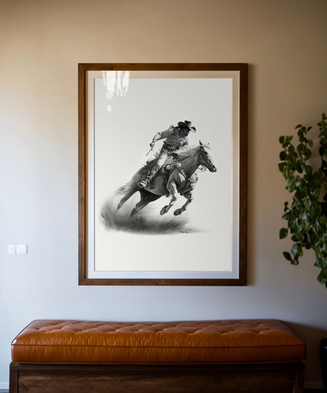 Wild West Outlaw Cowboy Illustration, Western Southwestern Decor ...