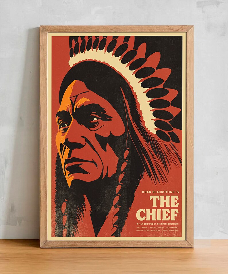 The Chief Vintage Western Movie Poster, Western Decor, Southwestern Art ...