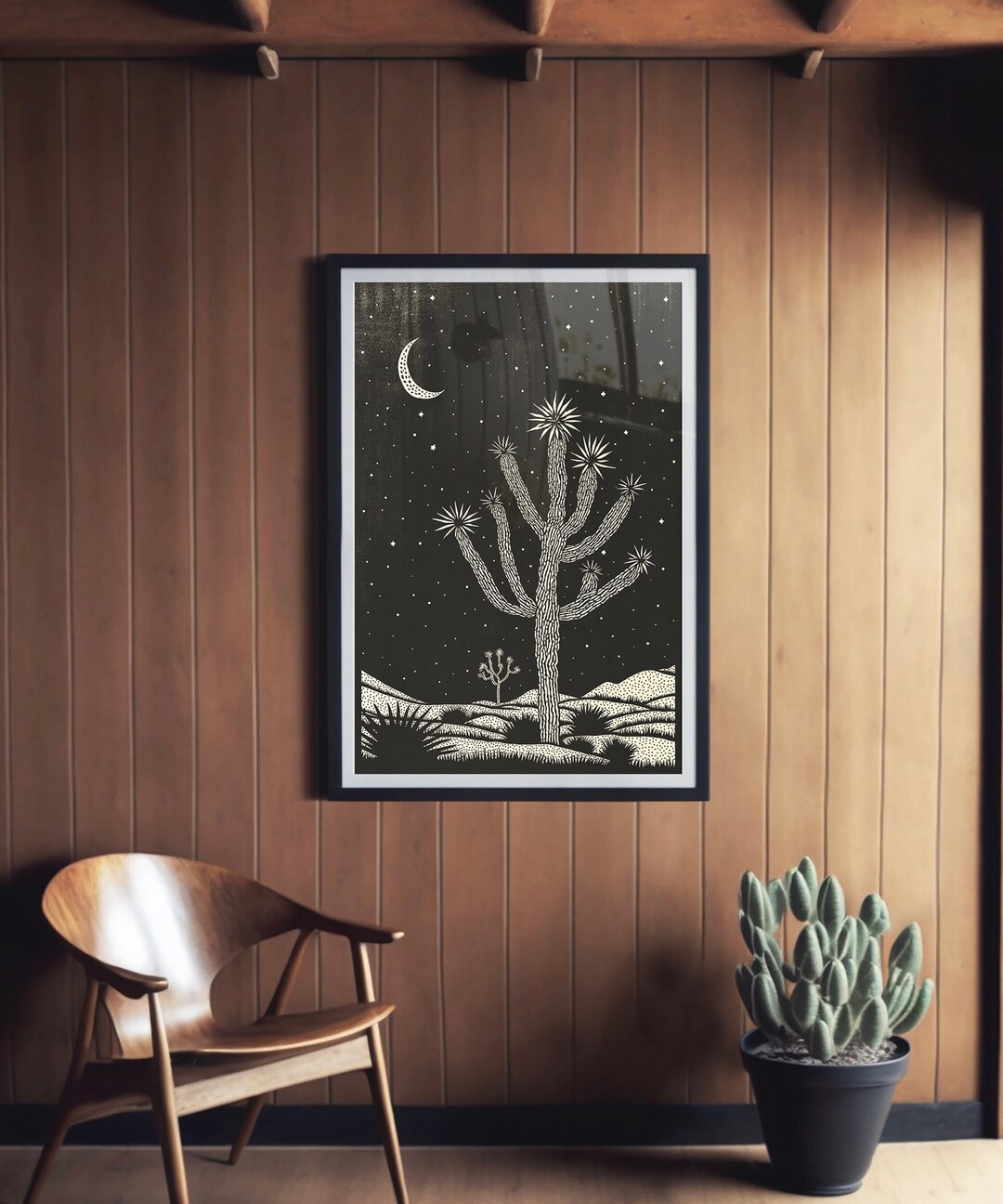Joshua Tree Block Print Poster, Western Decor, Southwestern Design ...