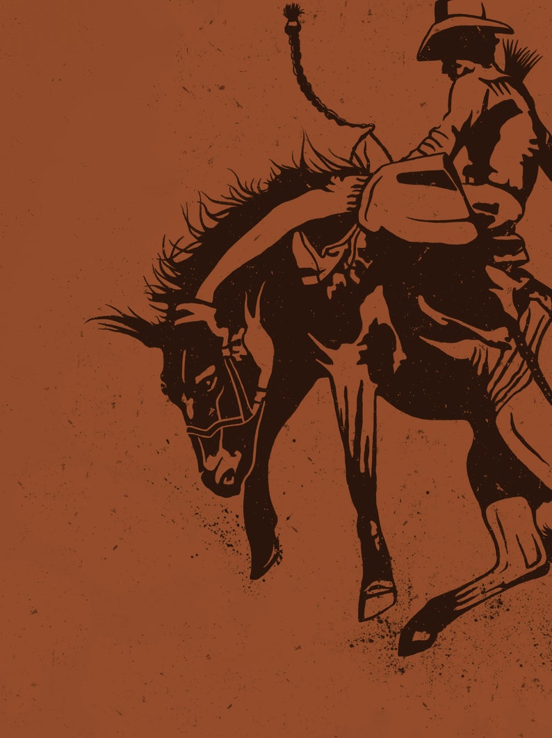 Bucking Bronco Graphic Print Southwestern & Western Room - Etsy