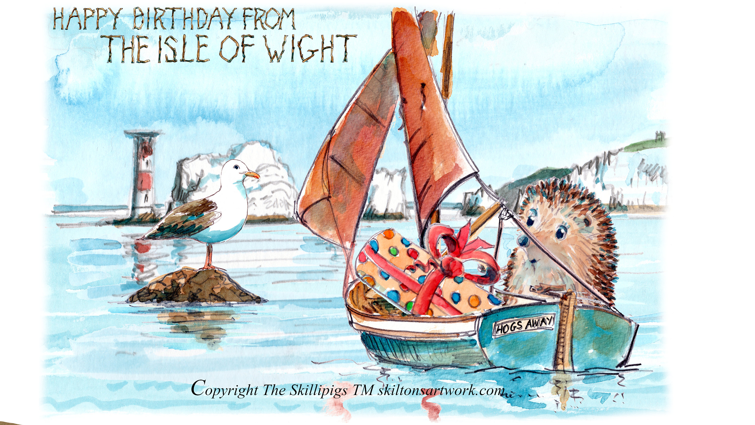 HAPPY BIRTHDAY Greeting Card From the Isle of Wight, Hedgehog Sailor ...
