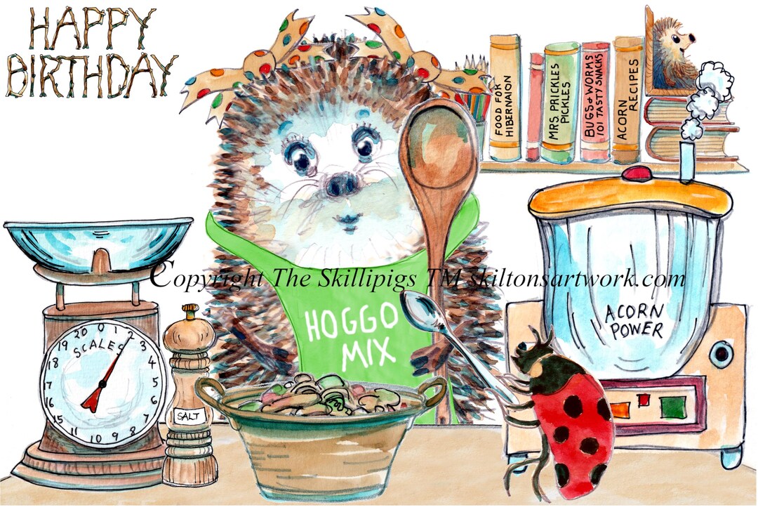 4785 Cooking Birthday Card Thermo Machine That Will Mix Female Hedgehog ...