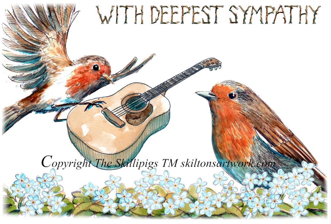 4241 Guitar Sympathy Card. Acoustic Guitar, Music Themed Bereavement ...