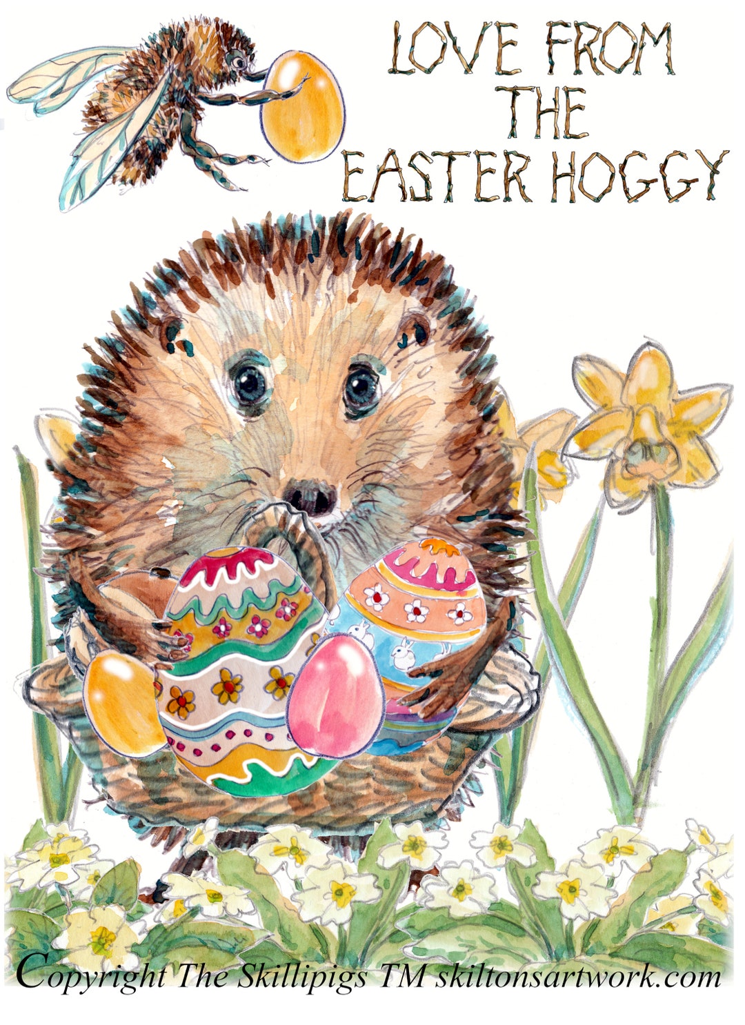 3633 EASTER Card ' Love From the Easter Hoggy' Hedgehog With Basket of ...