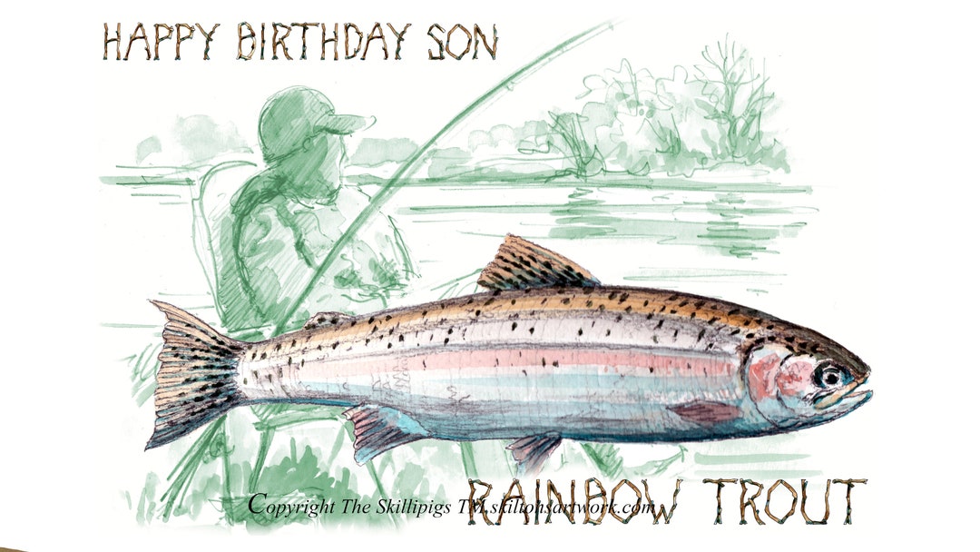 Trout Birthday Card .happy Birthday Son With Rainbow Trout Fishing. Can ...