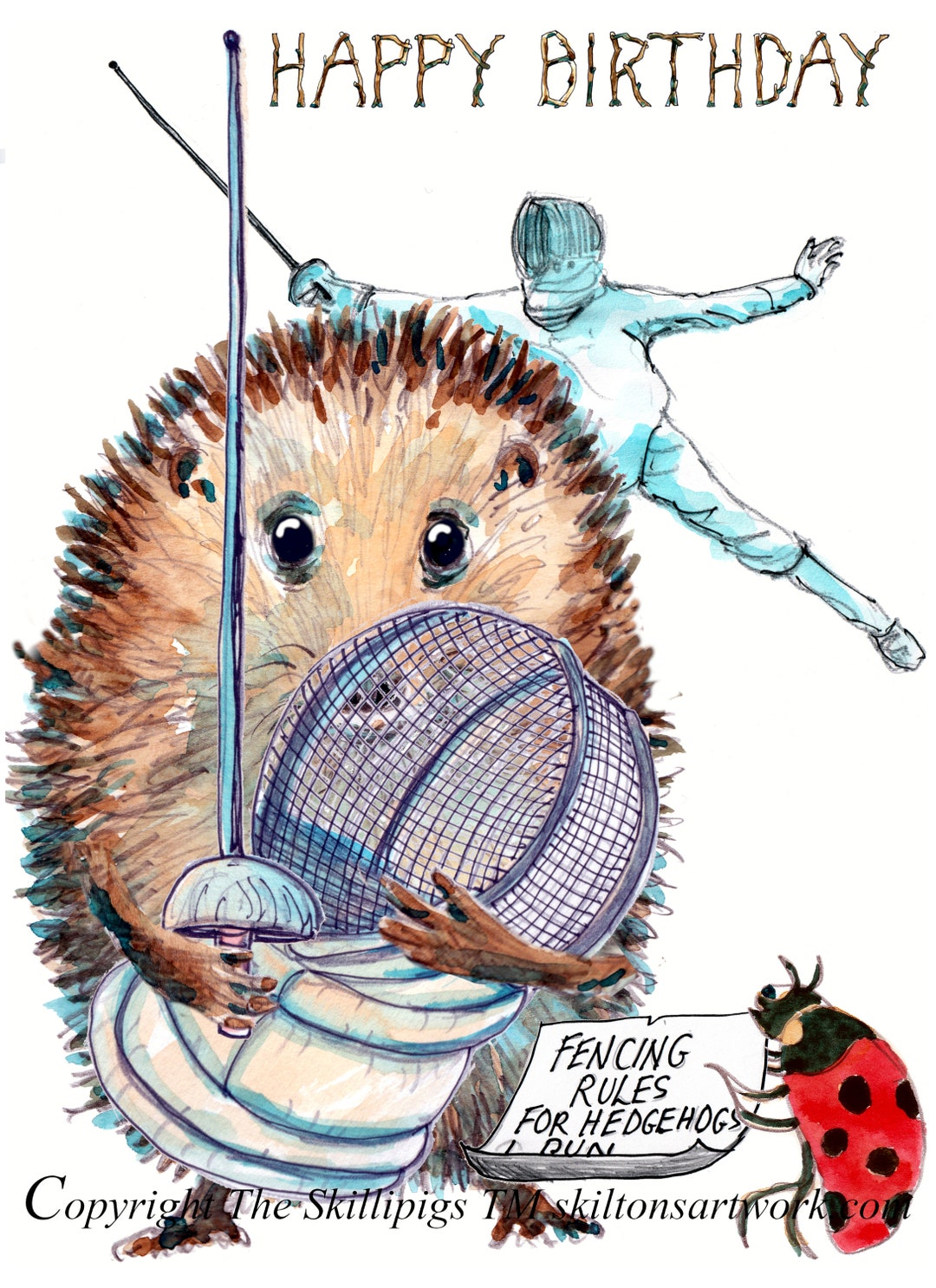 Fencing Birthday Card. Fencing With Epee an Olympic Sport With Foil and ...