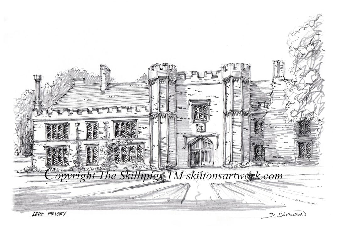 LEEZE PRIORY Greeting Card Pen Drawing of Essex Wedding Venue Ask About ...