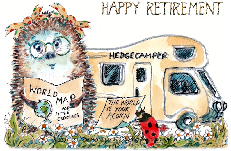2192 Camper Van HAPPY RETIREMENT Card Camper Van Road Trip, Female ...