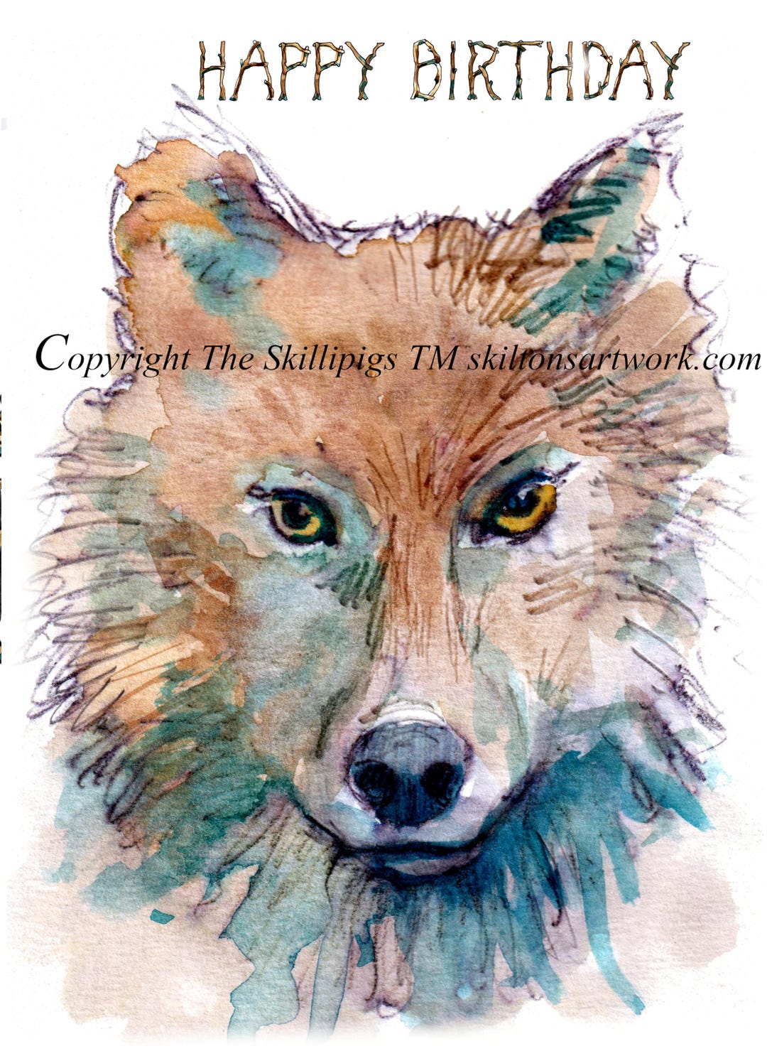 4189 Wolf Happy Birthday Card A Wolfs Head Looking for Little Red ...