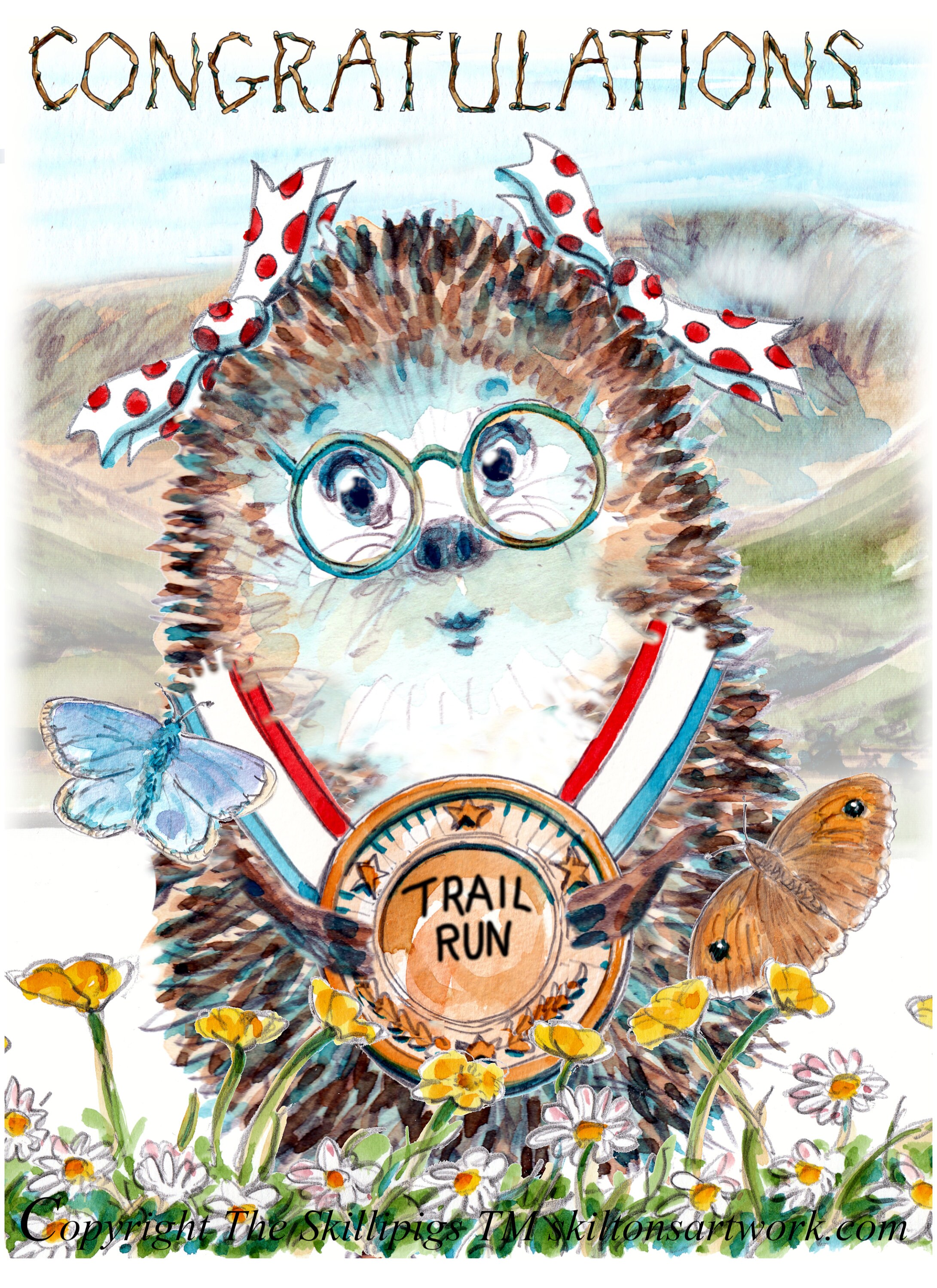 CONGRATULATIONS Trail Runner Card With Medal Male or Female. This Can ...