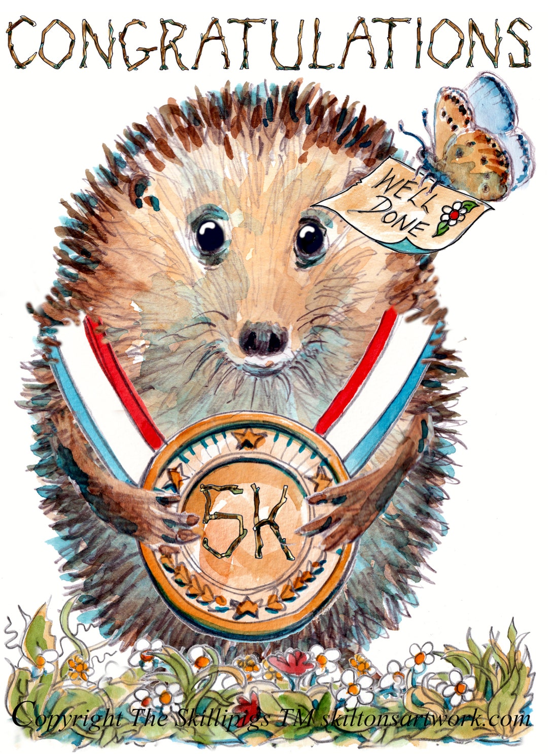 2588 Running 5K CONGRATULATIONS Card With Well Done Message. A Medal ...