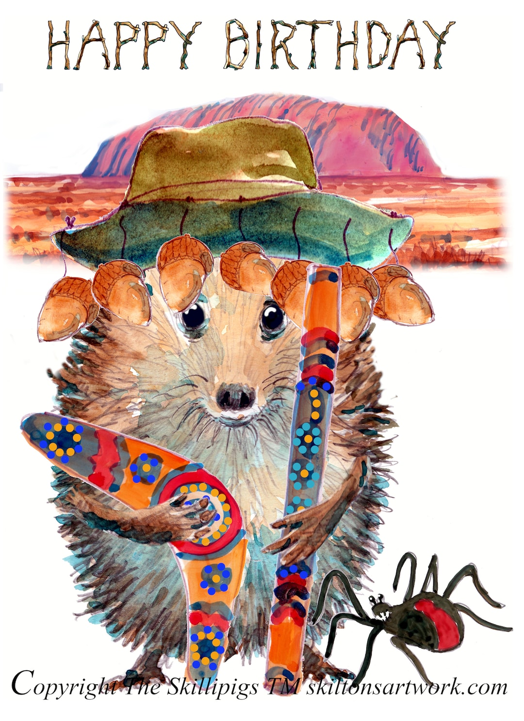 Australian Ish Birthday Card Happy Birthday Card Hedgehog With ...