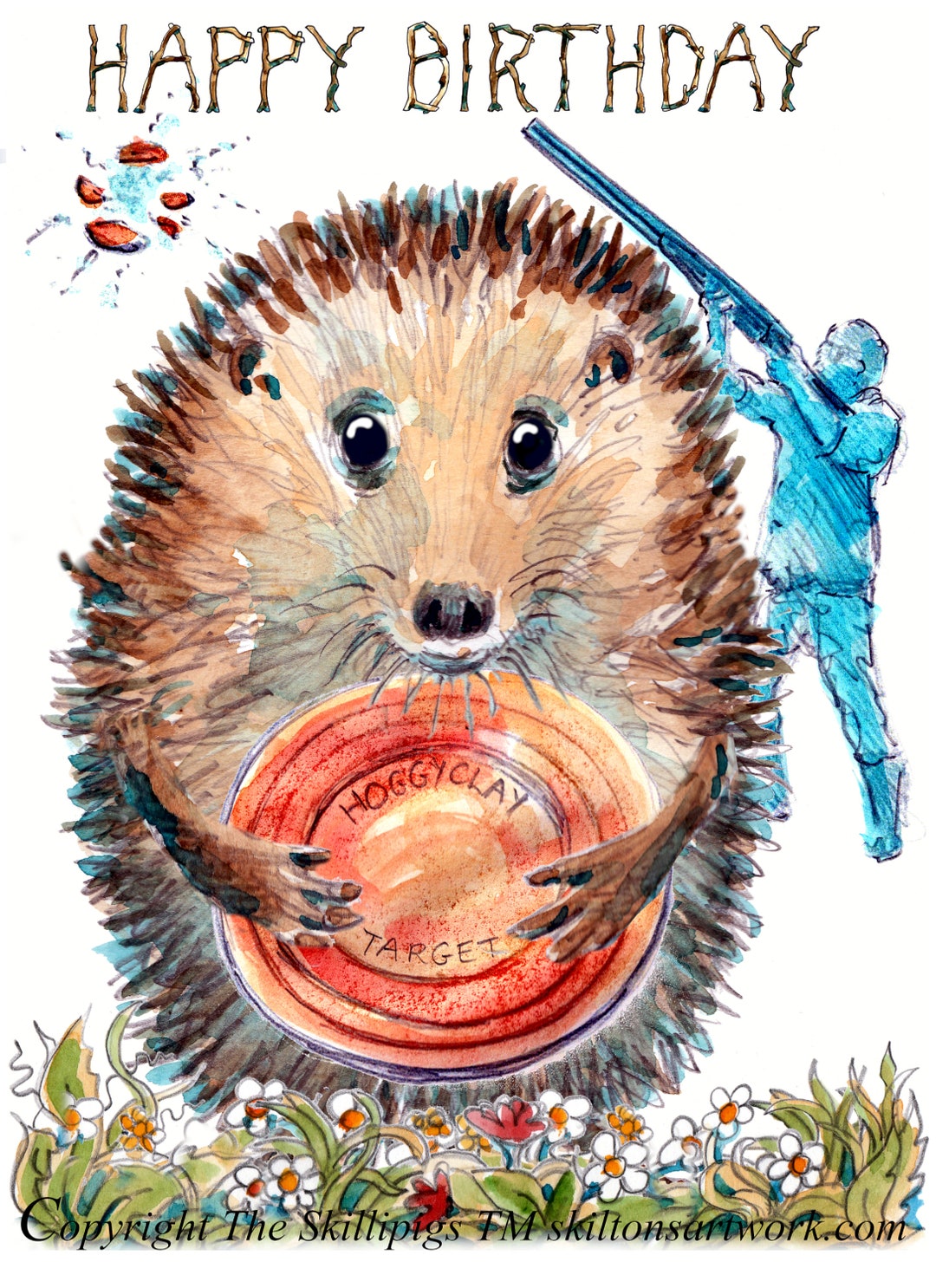 1 CLAY Skeet Shooting Birthday Card. Happy Birthday With a Clay Target ...