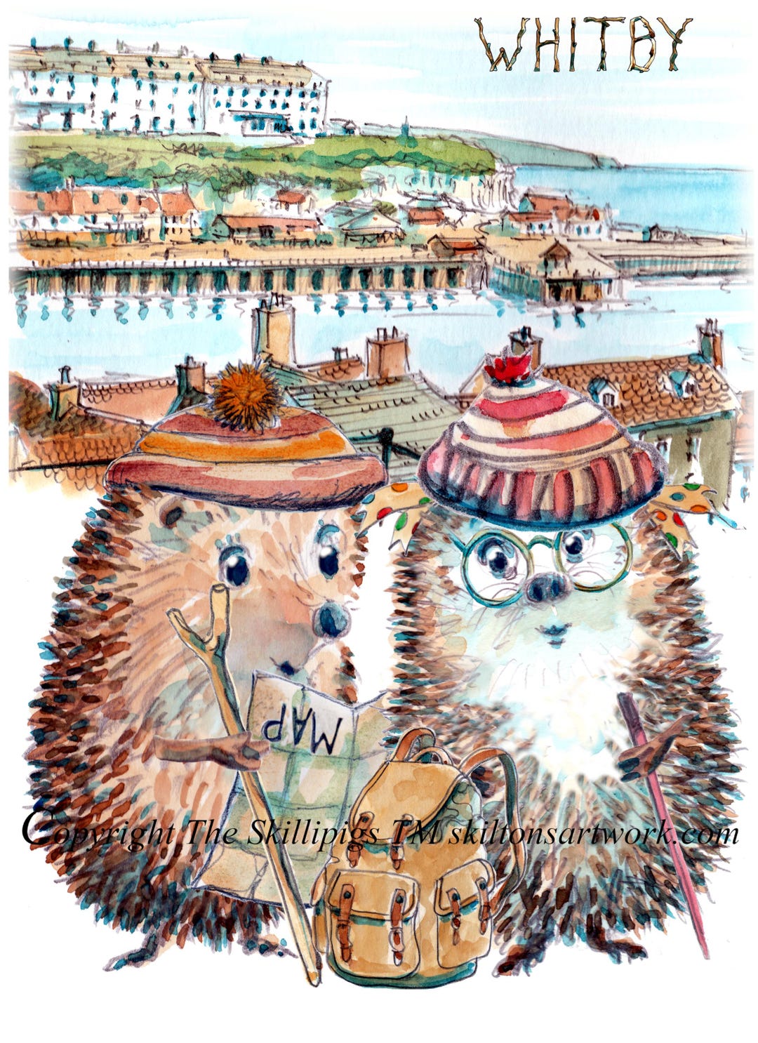 Whitby Harbour Greeting Card Watercolour of Our Skillipigs on Their ...
