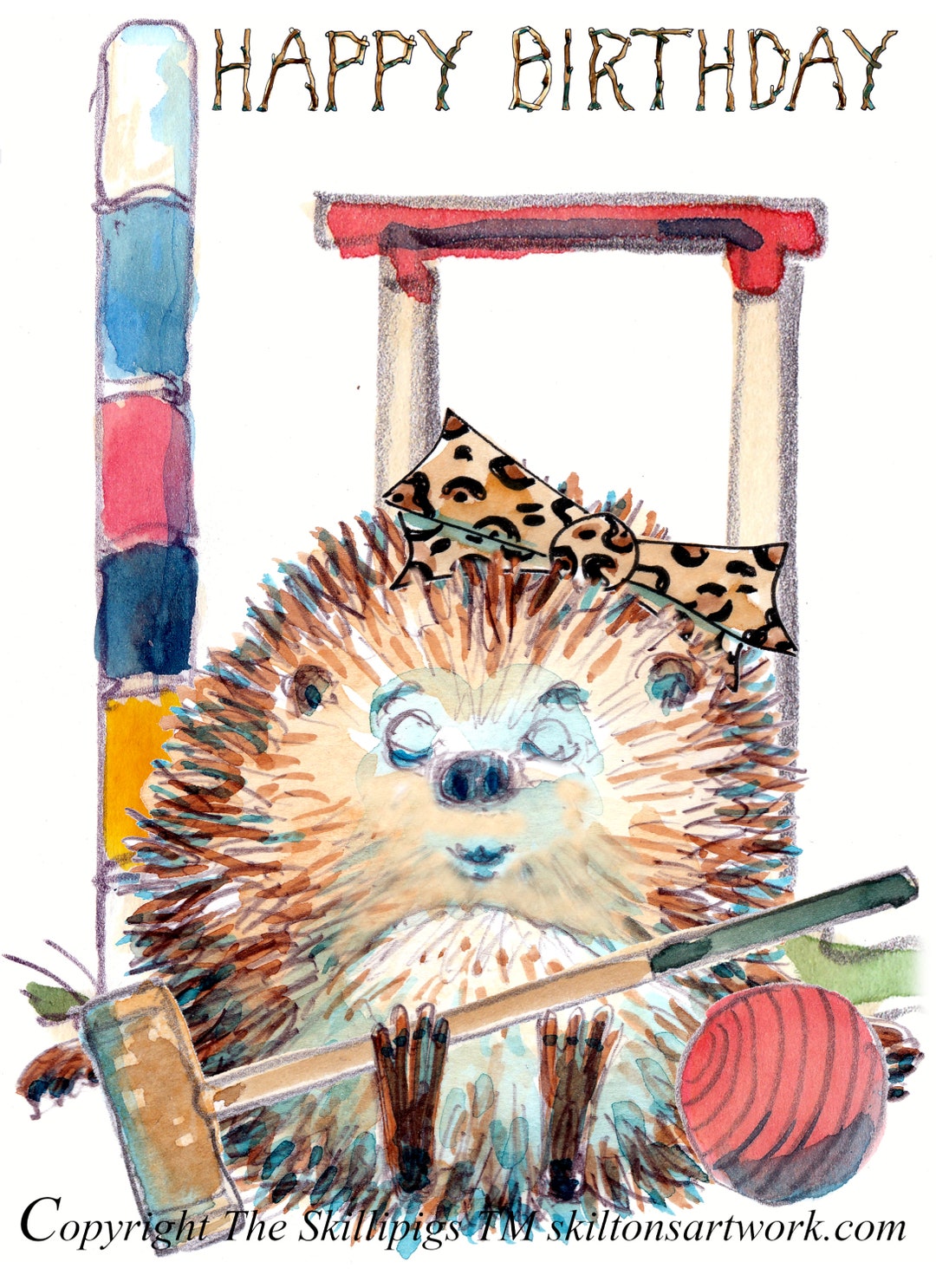 3076 Croquet HAPPY BIRTHDAY Card, Lawn Game With Player Ball Mallet ...