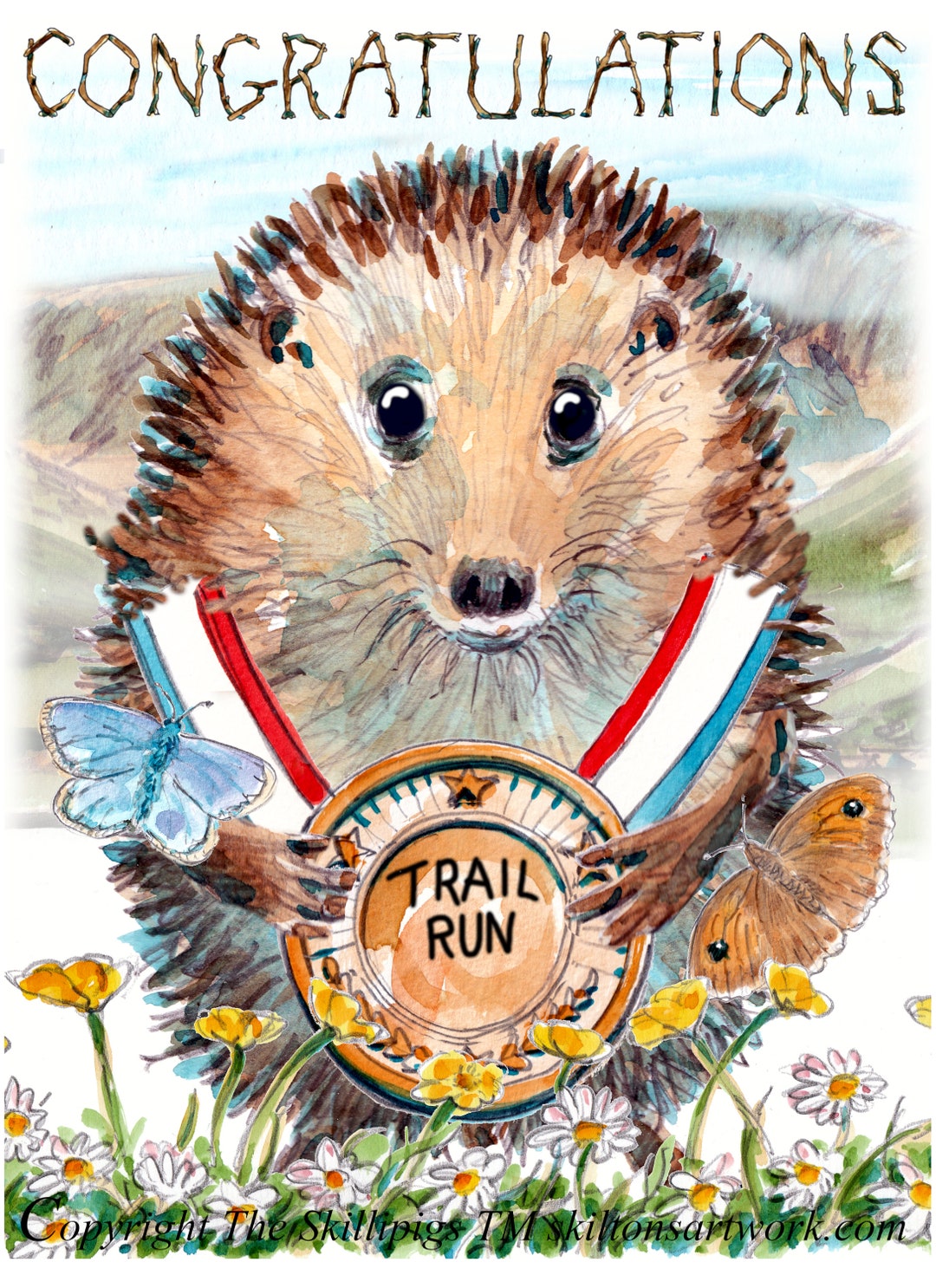 3331 Trail Running CONGRATULATIONS Card Mountain Hill Can Be ...