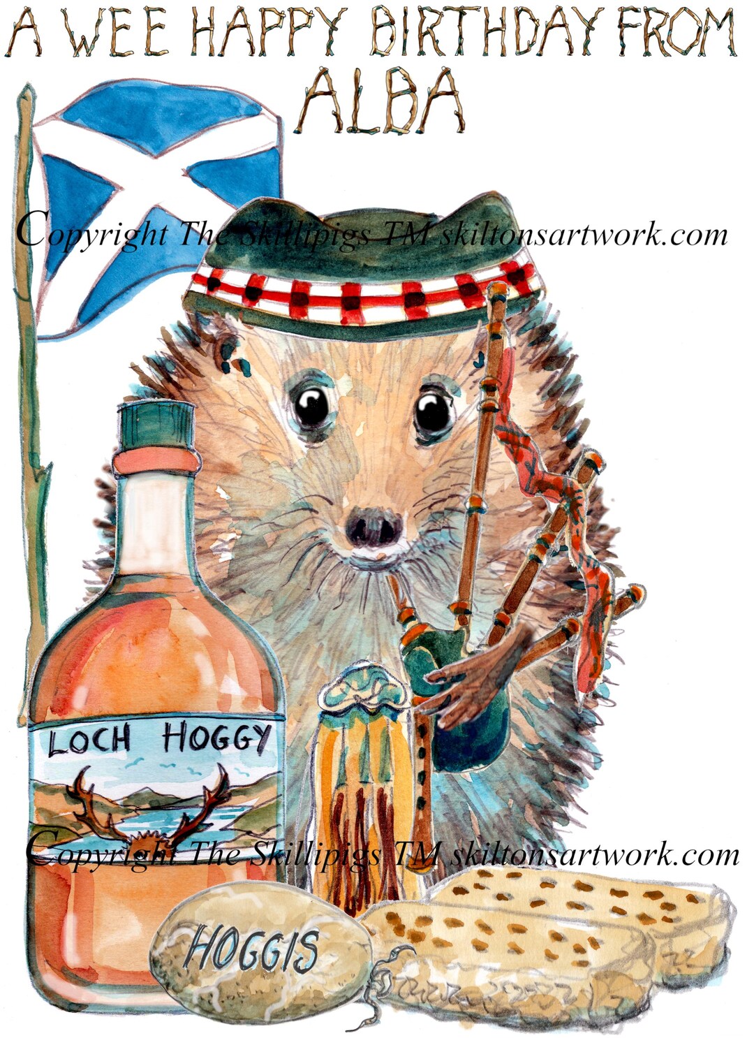 5148 ALBA ( Scotland) Birthday Card With Scottish Whisky and Things ...