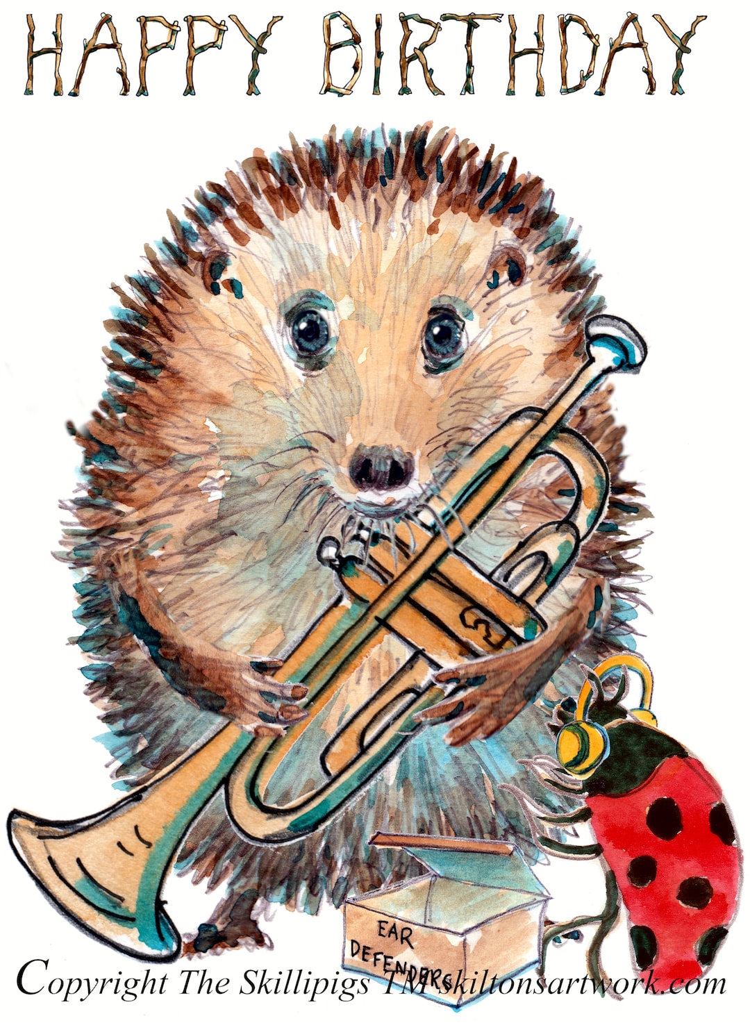 3079 Trumpeter HAPPY BIRTHDAY Card Trumpet Player Hedgehog Card. Brass ...