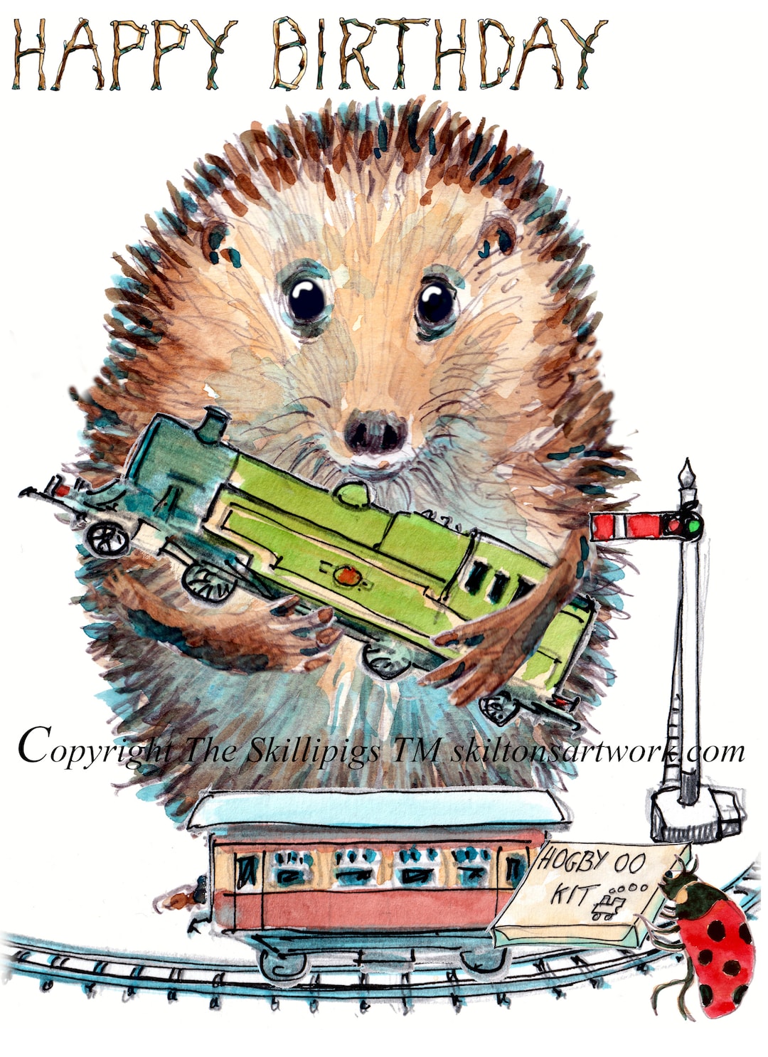 3825 HAPPY BIRTHDAY Model Railway Card. Scale Model 00 Guage...ish ...