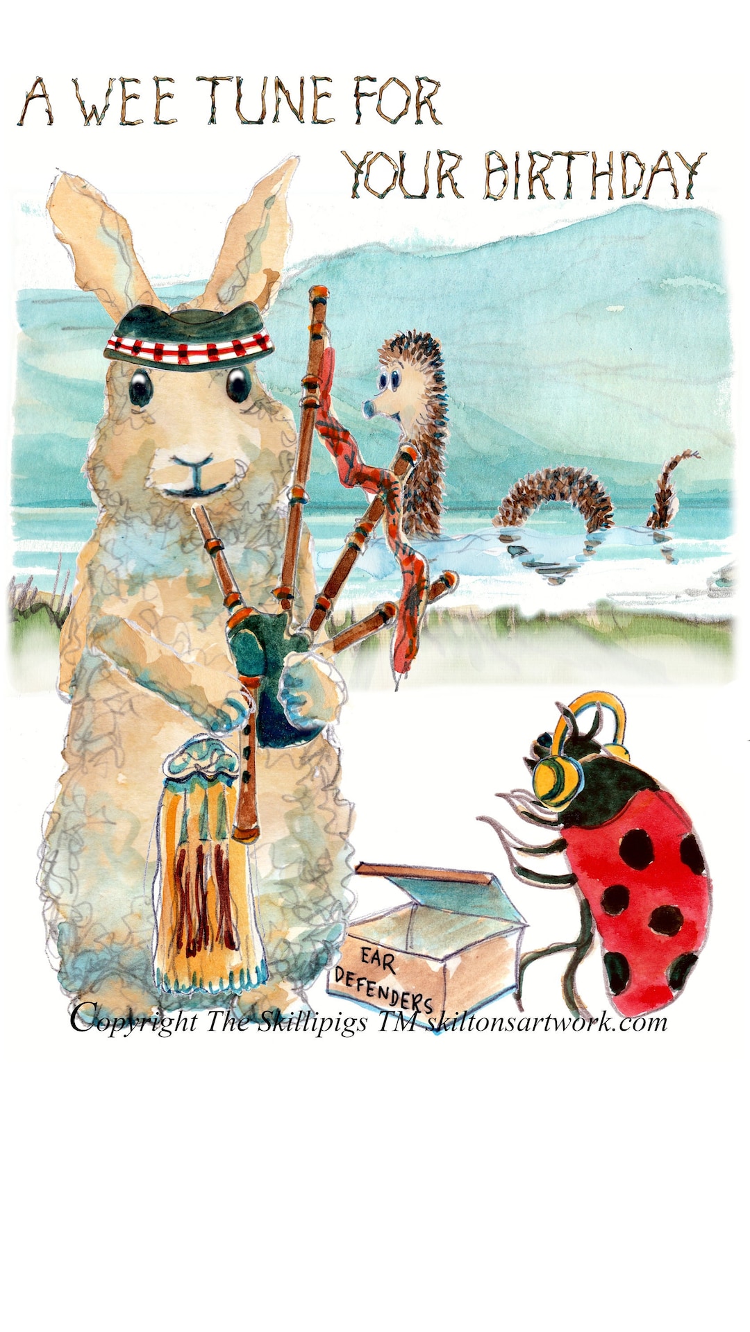2536 Scottish Happy Birthday Card. A Wee Tune for Your Birthday. Rabbit ...