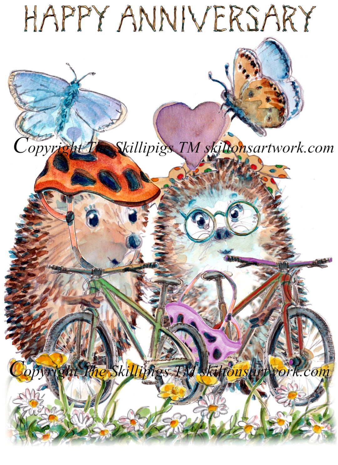 4835 Cyclists Wedding Anniversary Pair of Hedgehogs With Bicycles ...