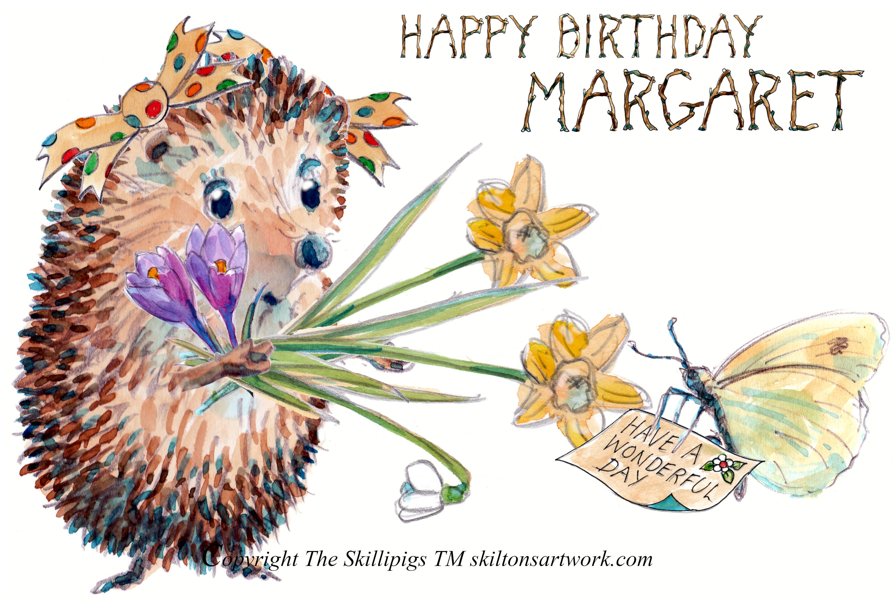 Happy Birthday Card With a Bunch of Spring Flowers, Daffodils and ...