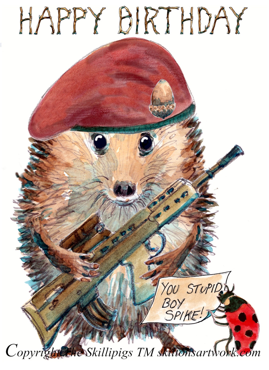 Army HAPPY BIRTHDAY Card, Army Soldier With Beret and Rifle Gun. Free ...