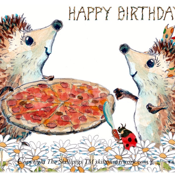 Happy Birthday Pizza Cards - Etsy