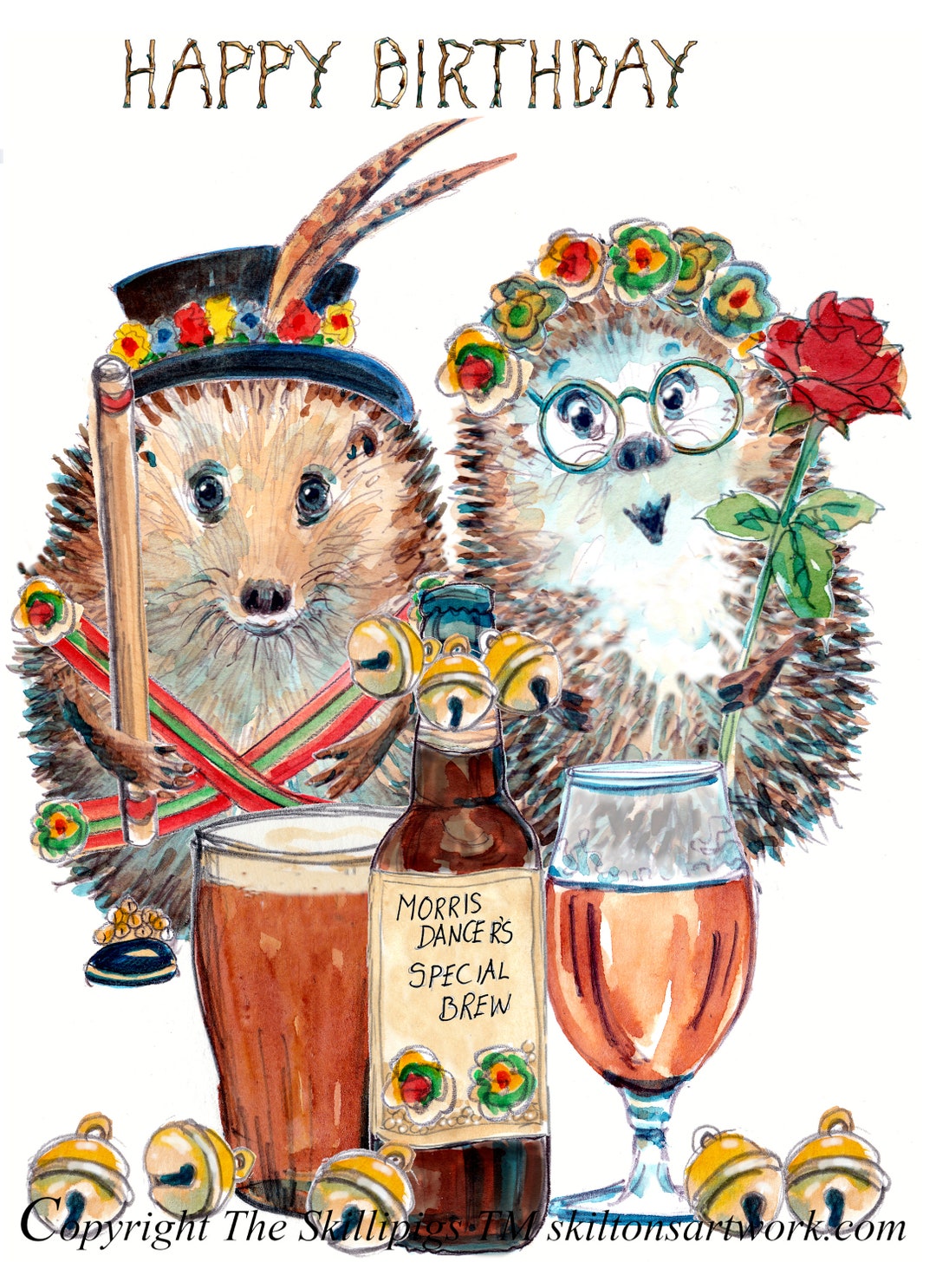 Morris Dancer Birthday Card. HAPPY BIRTHDAY Pair With Dancing Sticks ...