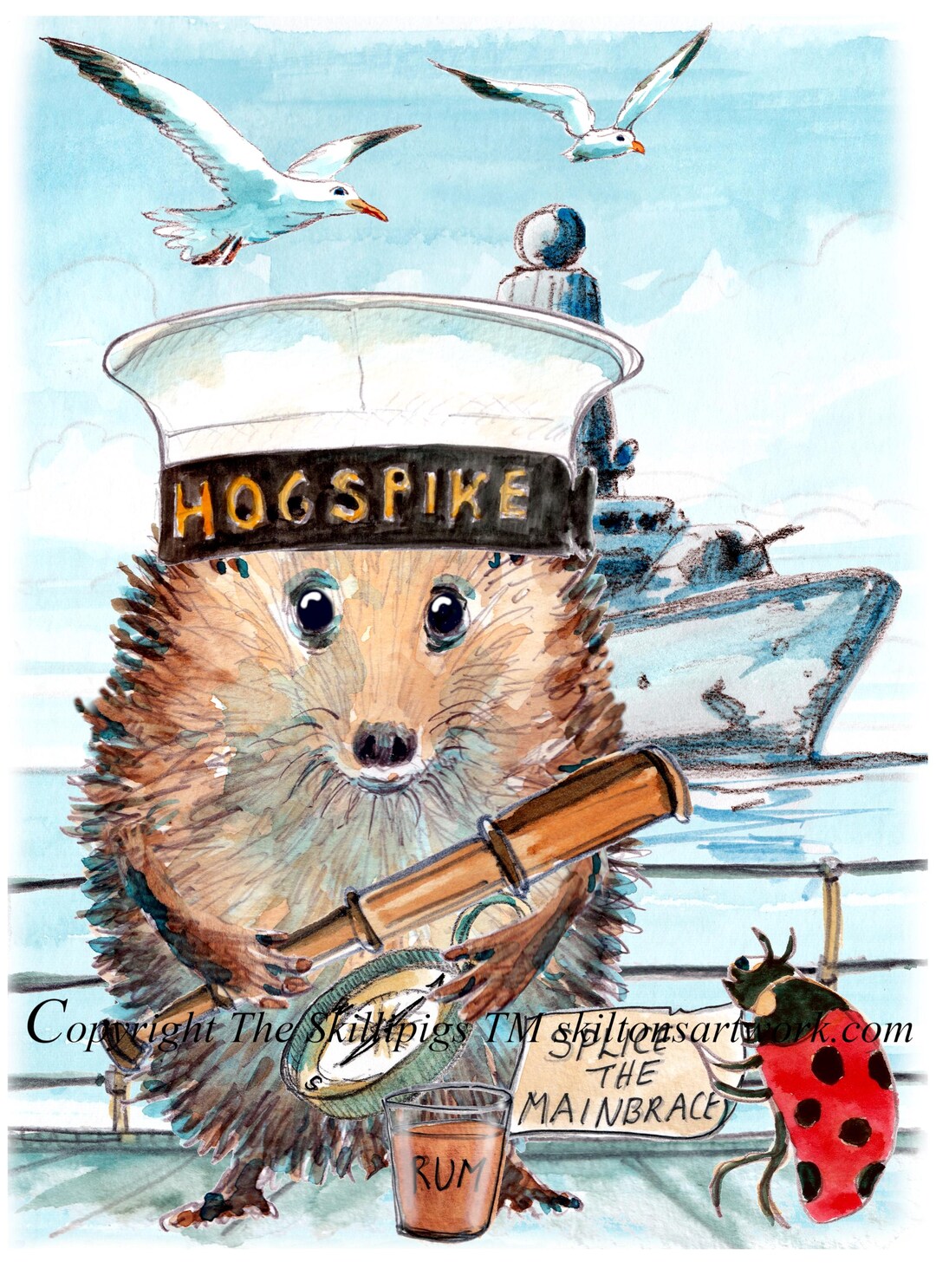 4777 Sailor Warship Card Card. Hedgehog Sailor With British Royal Navy ...