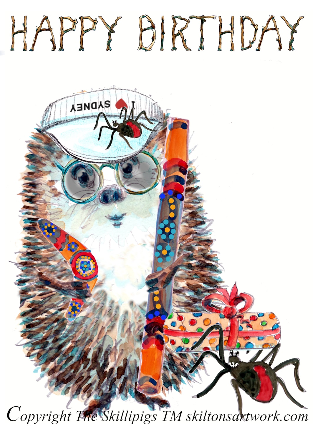 Australian Happy Birthday Card With Our Aussie Female Hedgehog Can Be ...