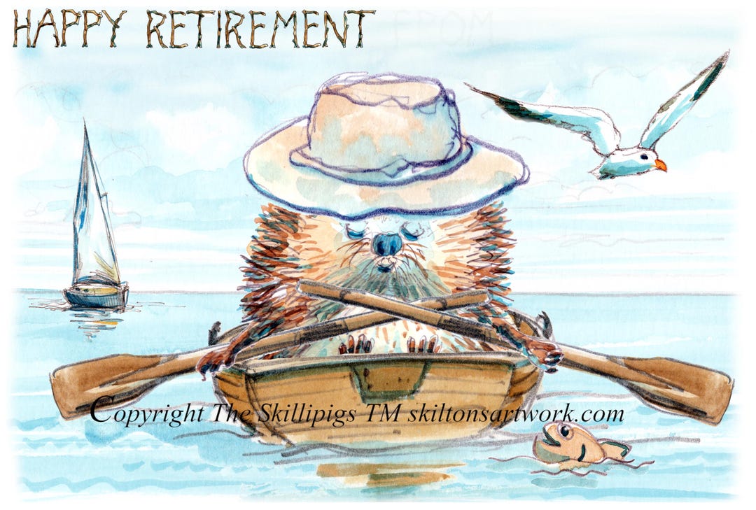 4336 Happy Retirement Card for a Sailor Boating Hedgehog Sailing ...