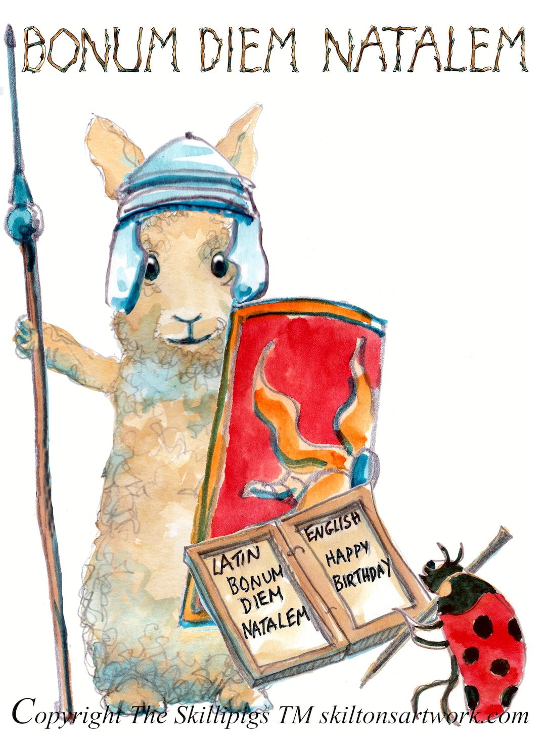 1984 HAPPY BIRTHDAY Card Bonum Diem Natalem Latin and English Bilingual ...