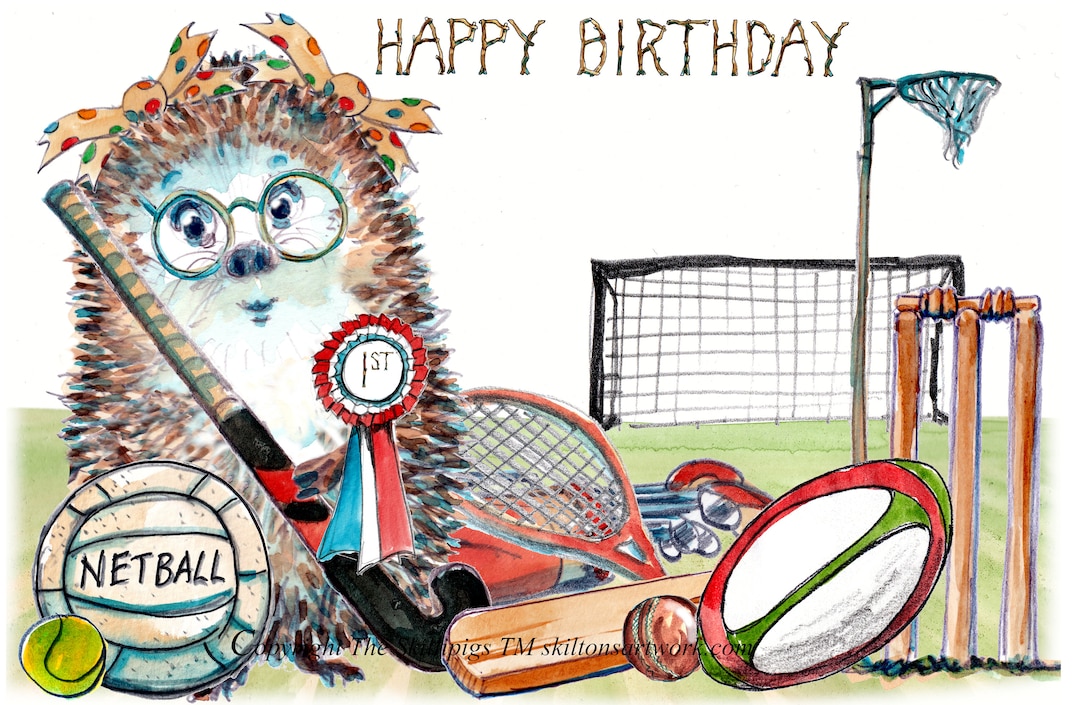 Sports Card for a Girl HAPPY BIRTHDAY Women's Games Netball, Cricket ...