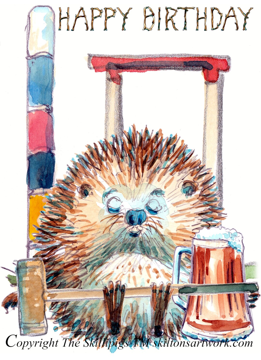 3077 Croquet HAPPY BIRTHDAY Card. Hoops Mallet Ball With a Male ...