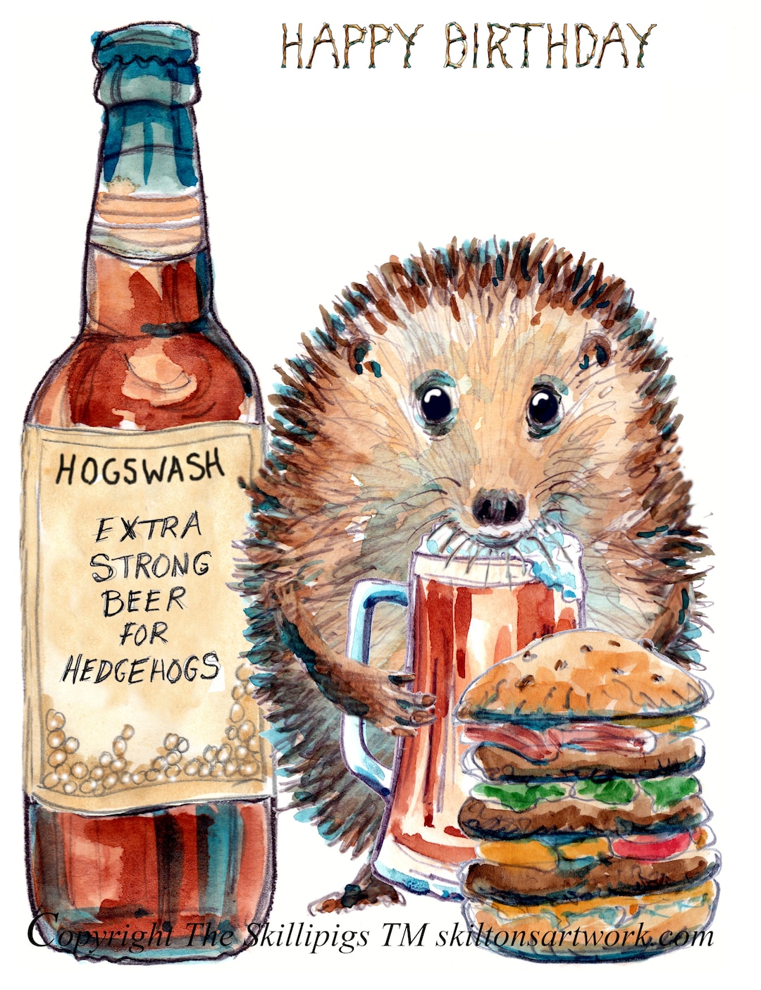 1008B Burger Beer HAPPY BIRTHDAY Card, Your Man or Boy Who Loves Food ...