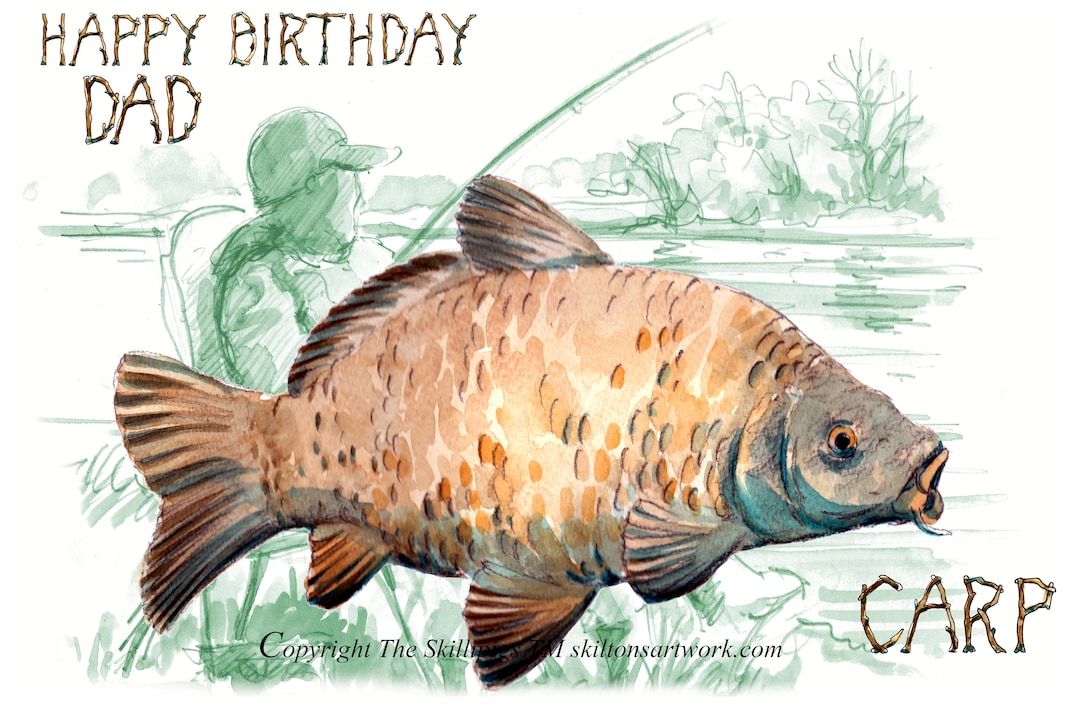 Happy Birthday DAD. Carp Fishing Birthday Card this Card Can Be ...