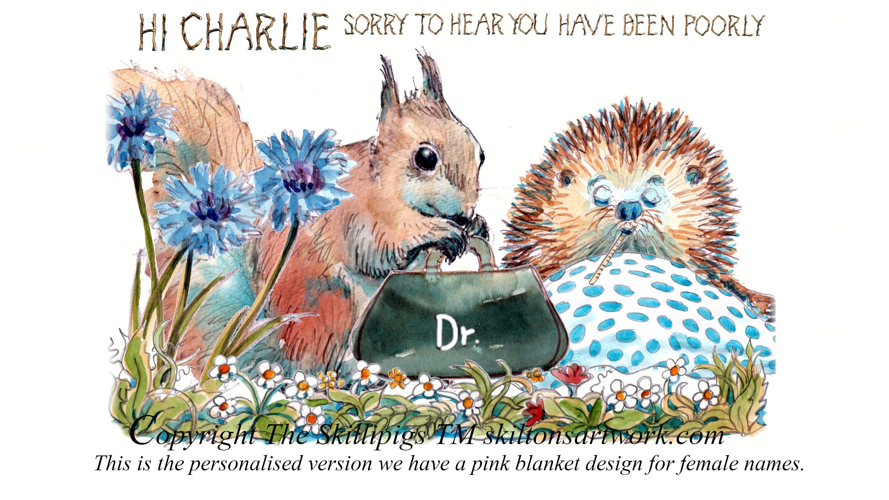 2681 Get Well Soon Card Squirrel Sorry to Hear You Have Been Poorly, A ...