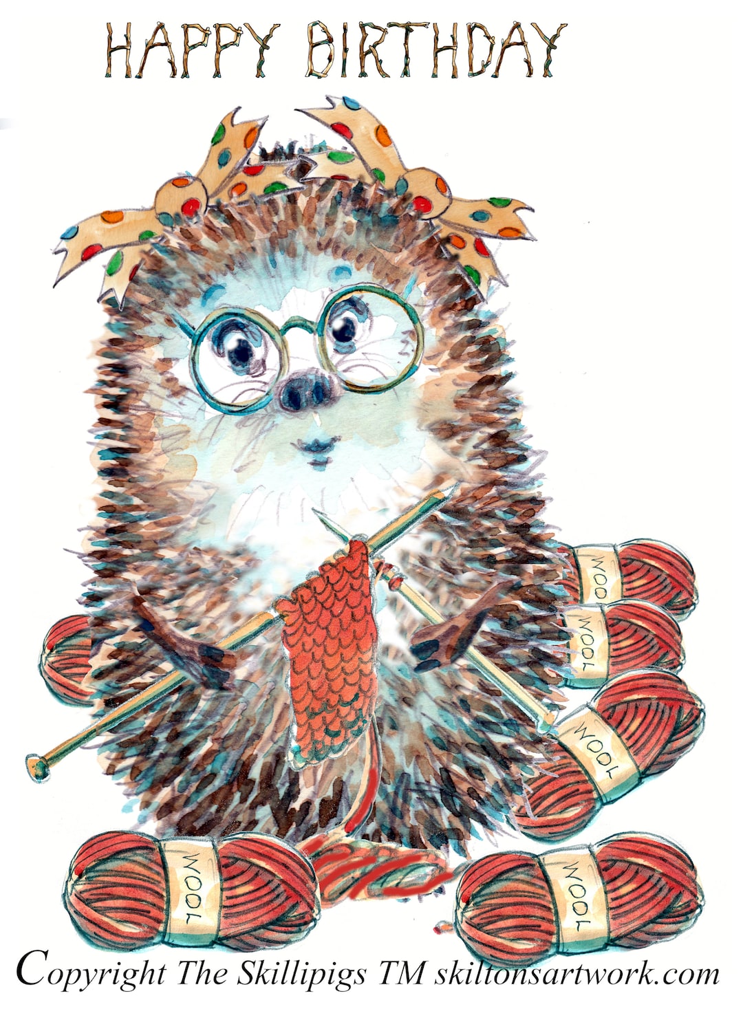 2955 Knitting HAPPY BIRTHDAY Card A Jumper Perhaps, Hedgehog Knitter ...