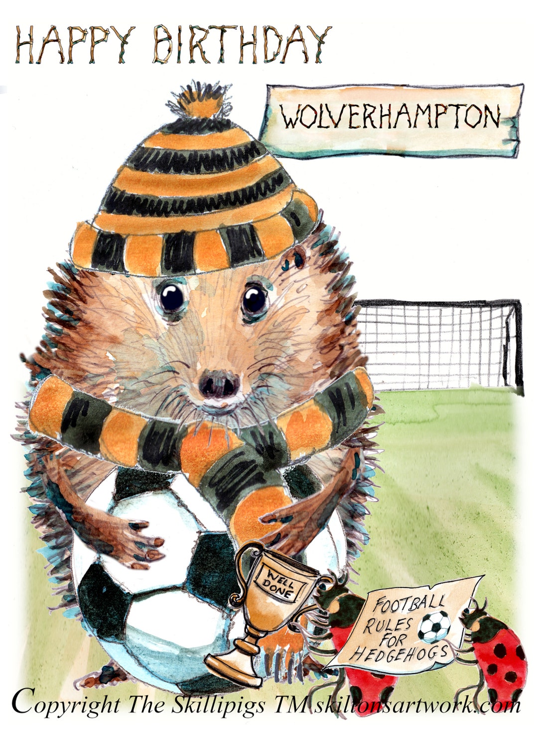 Happy Birthday Wolves Supporter Card. A Hedgehog Wanderers Football ...