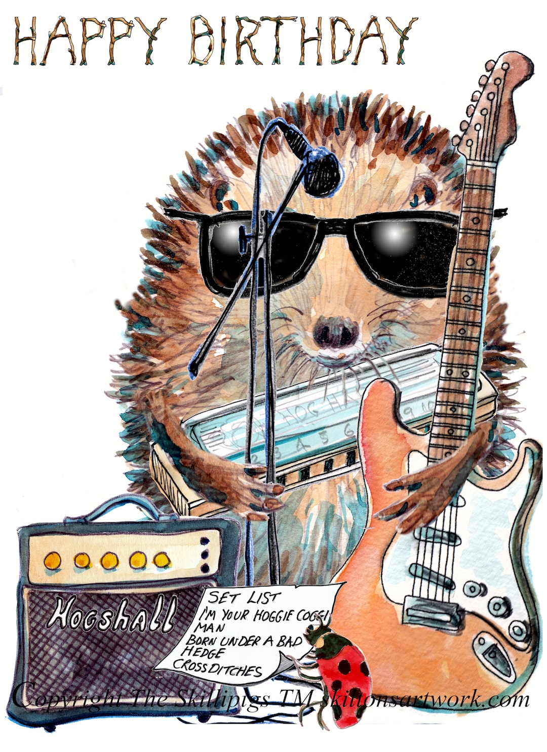 Blues Singer Birthday Card. Mr COOL Bluesy Music Singer of Hedgehogs ...