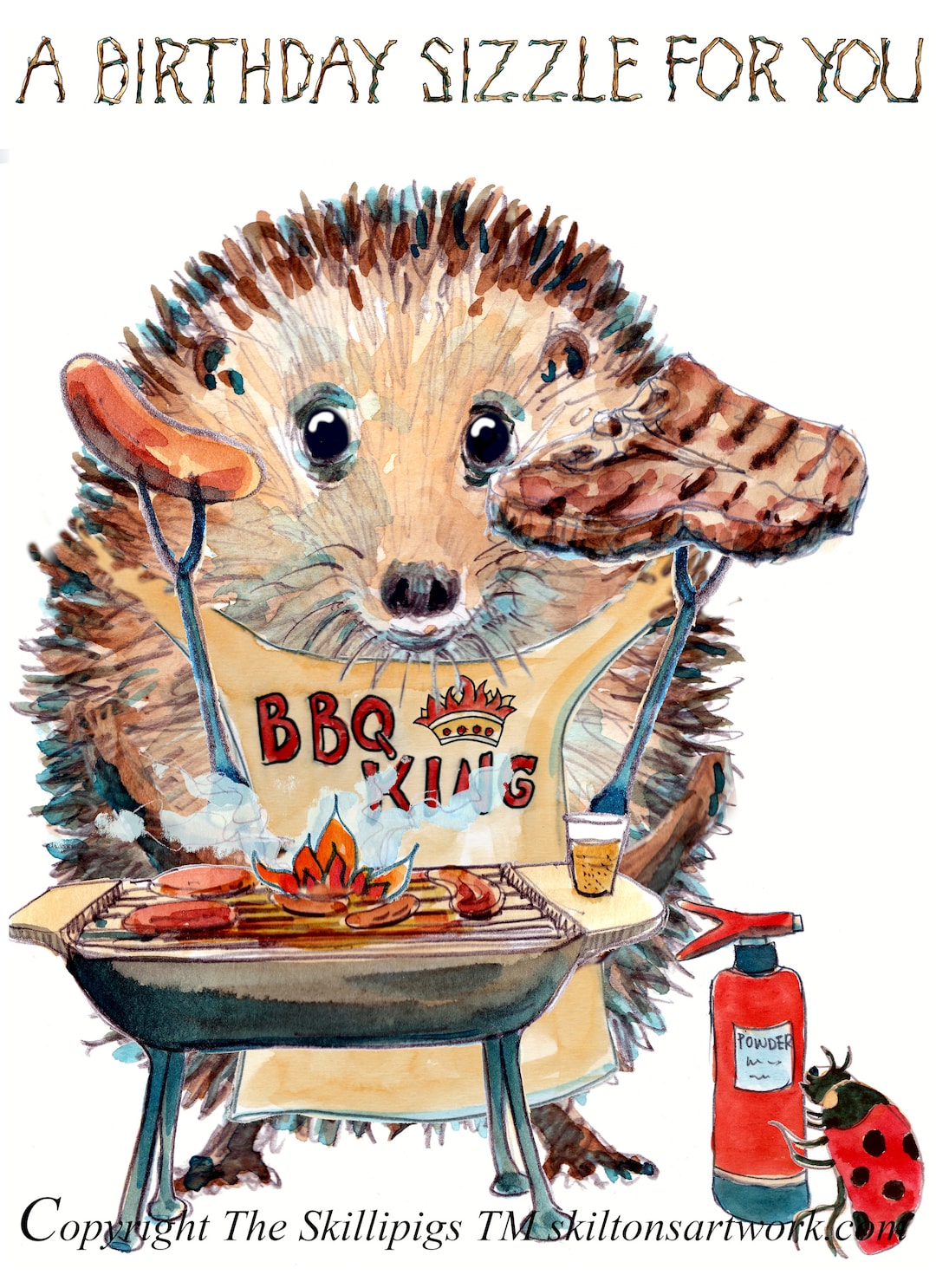 79 BBQ Birthday Card. Barbecue Happy Birthday Card. A Hedgehog Cooking ...