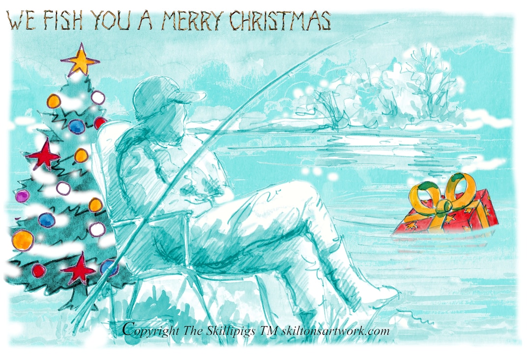 Merry Christmas Card Fishing You a Merry Christmas Tree - Etsy UK