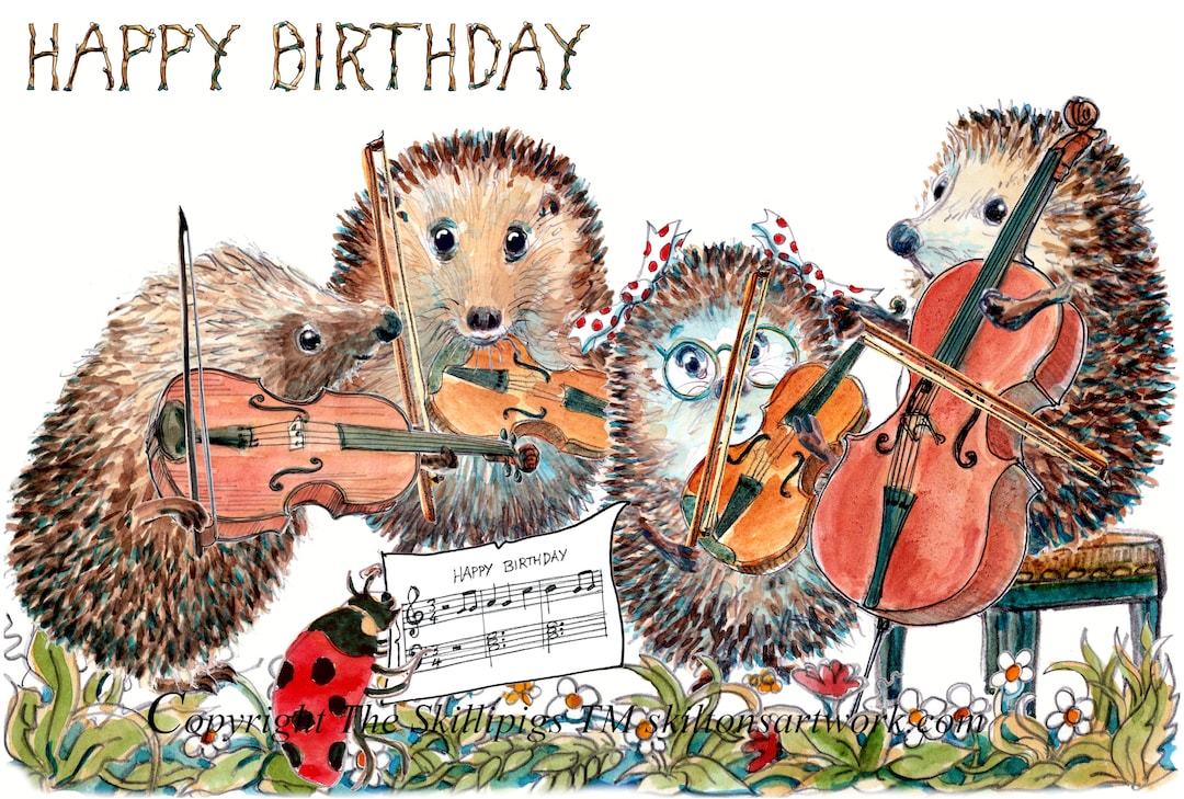 String Quartet Birthday Card. Happy Birthday Music Violins Viola and ...