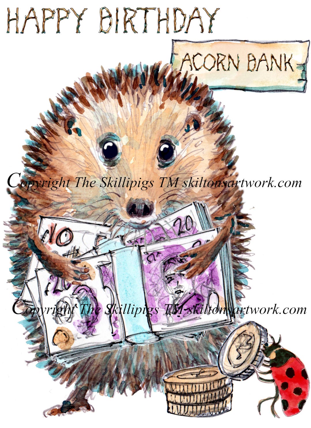 5105 Bank Worker Birthday Card Hedgehog Accountant Banking Financial ...