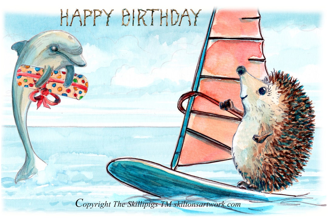 Windsurfer HAPPY BIRTHDAY, Windsurfing Card. A Windsurfer at the ...