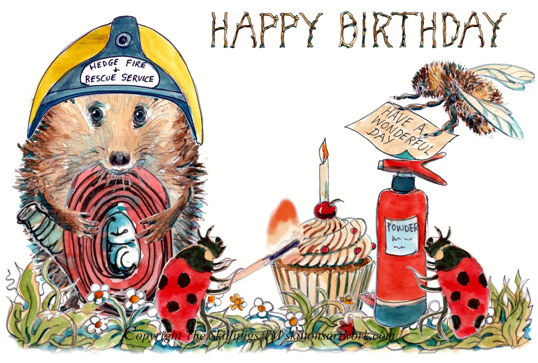 HAPPY BIRTHDAY Card Fire Fighter Fireman Fireperson Fire - Etsy